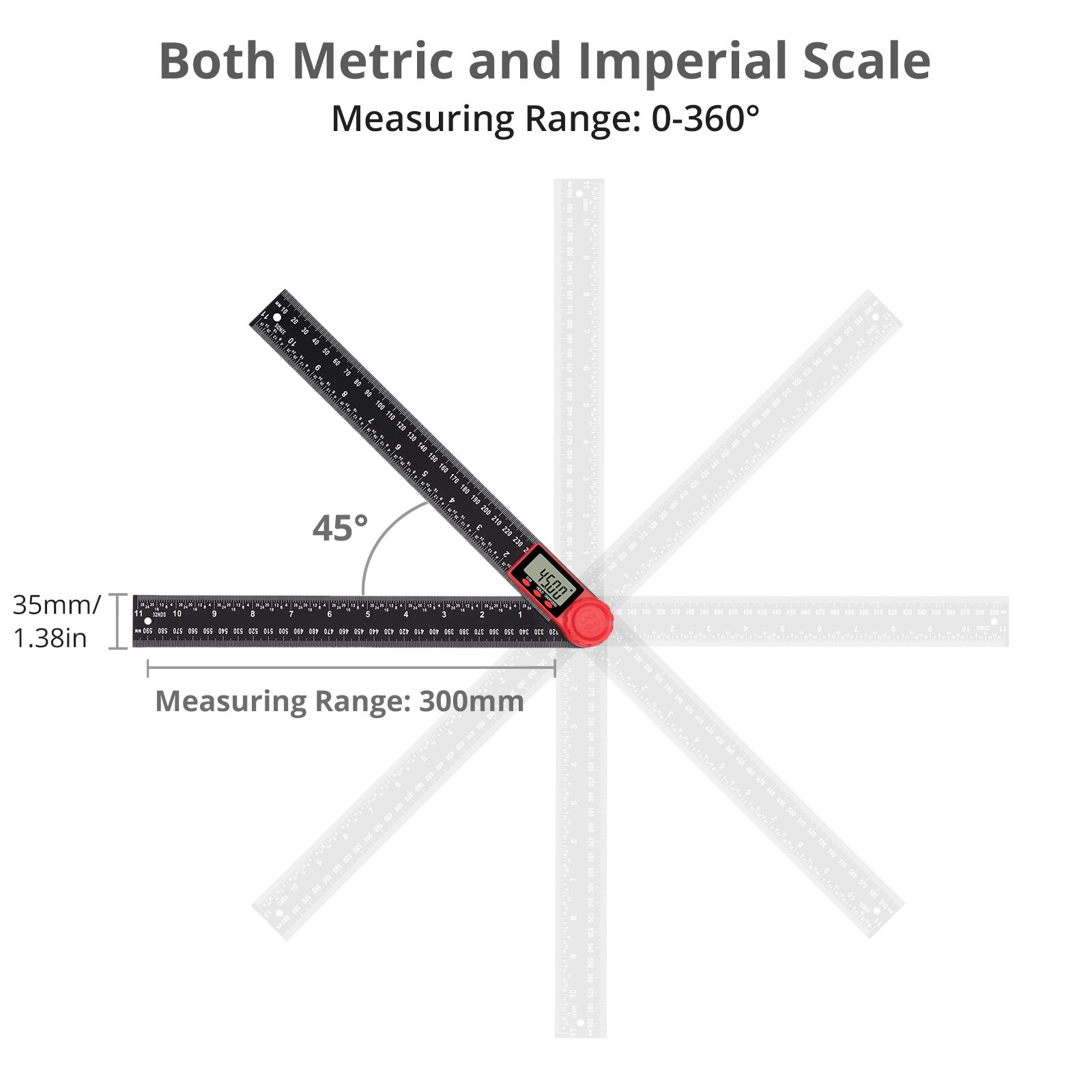 PROSTER 300mm 2 In1 Digital LCD Protractor Angle F... – Grandado
