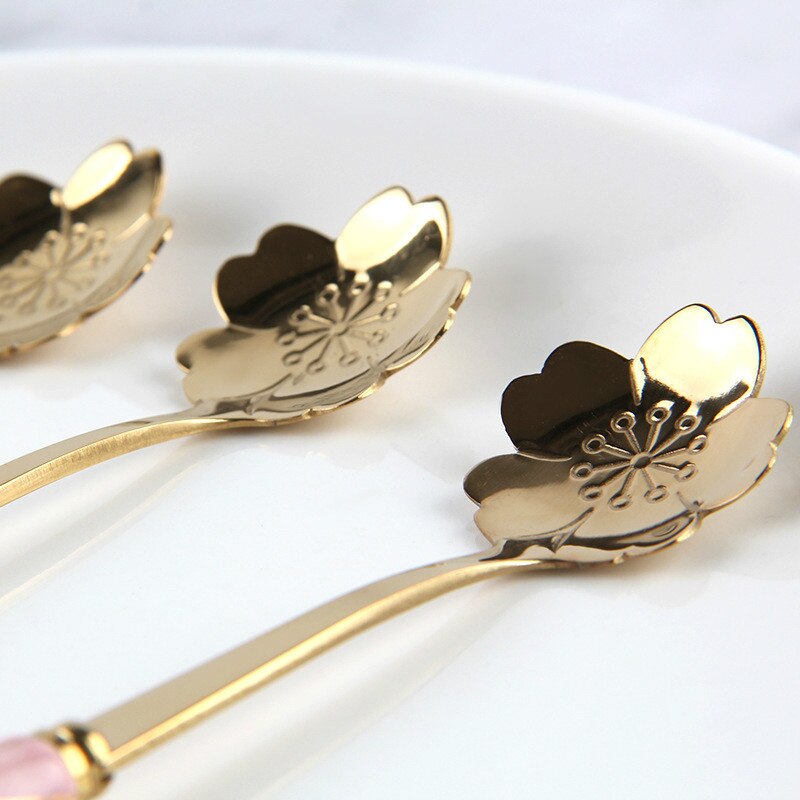 1PC Stainless Steel Ceramic Spoon Tableware Sakura... – Vicedeal