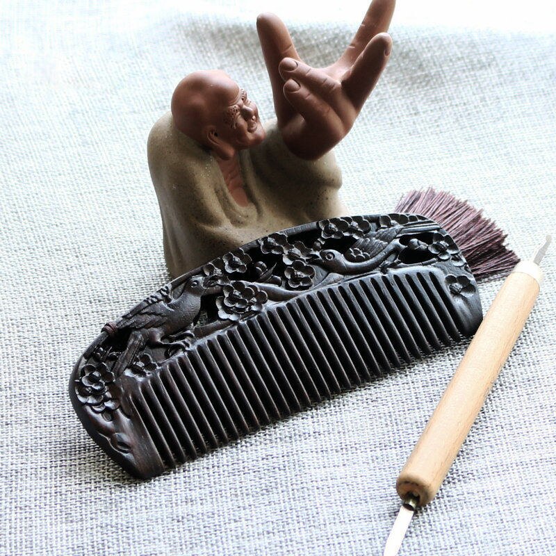 Chinese Craft Africa Ebony carved Wood Comb Portab... – Vicedeal