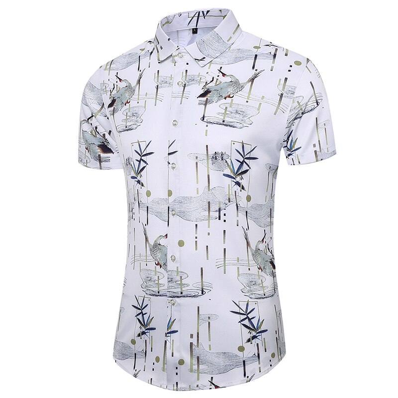 M-7XL Mannen Bamboe Afdrukken Bloemen Shirts Korte... – Grandado