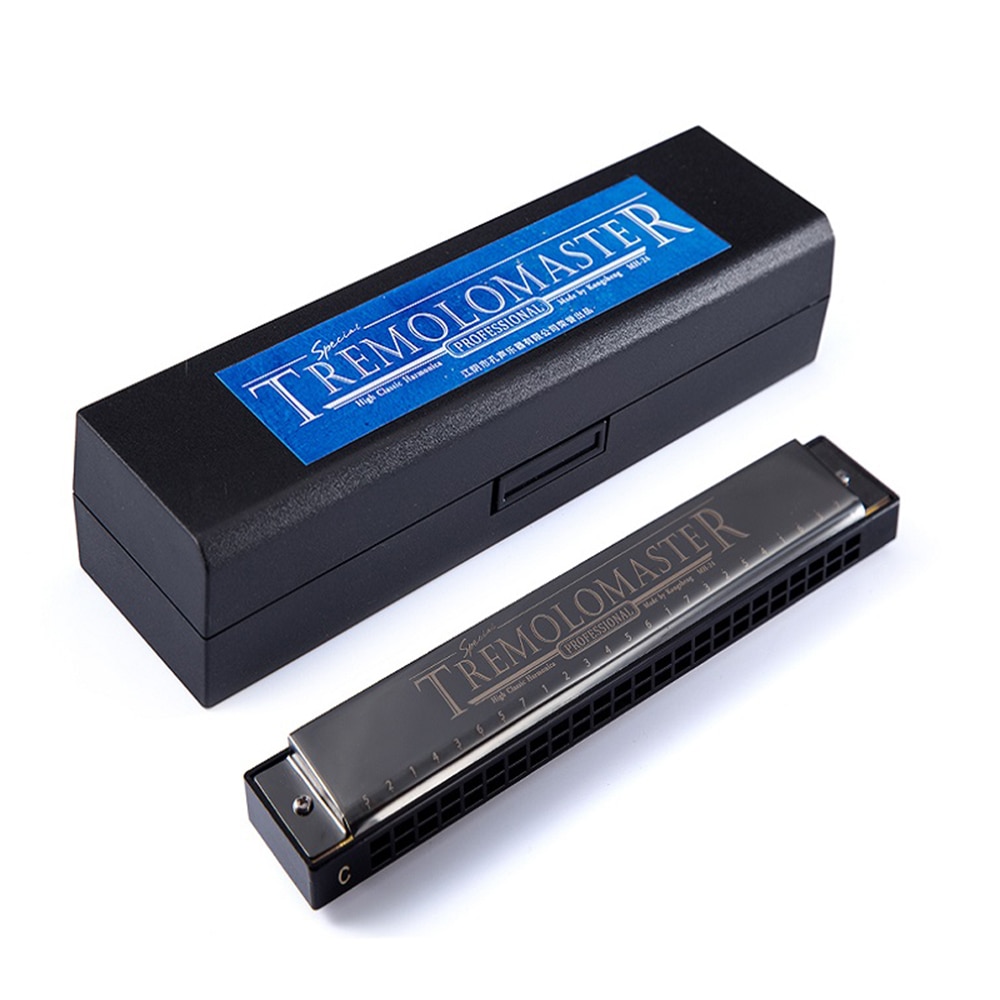 24 Holes Tremolo Harmonica Stylish C Tone Black Mo... – Grandado