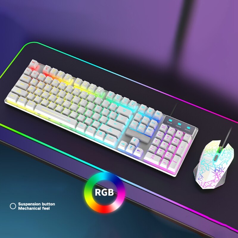 T6rgb Luminous Wired Gaming Keyboard And Mouse Set Vicedeal