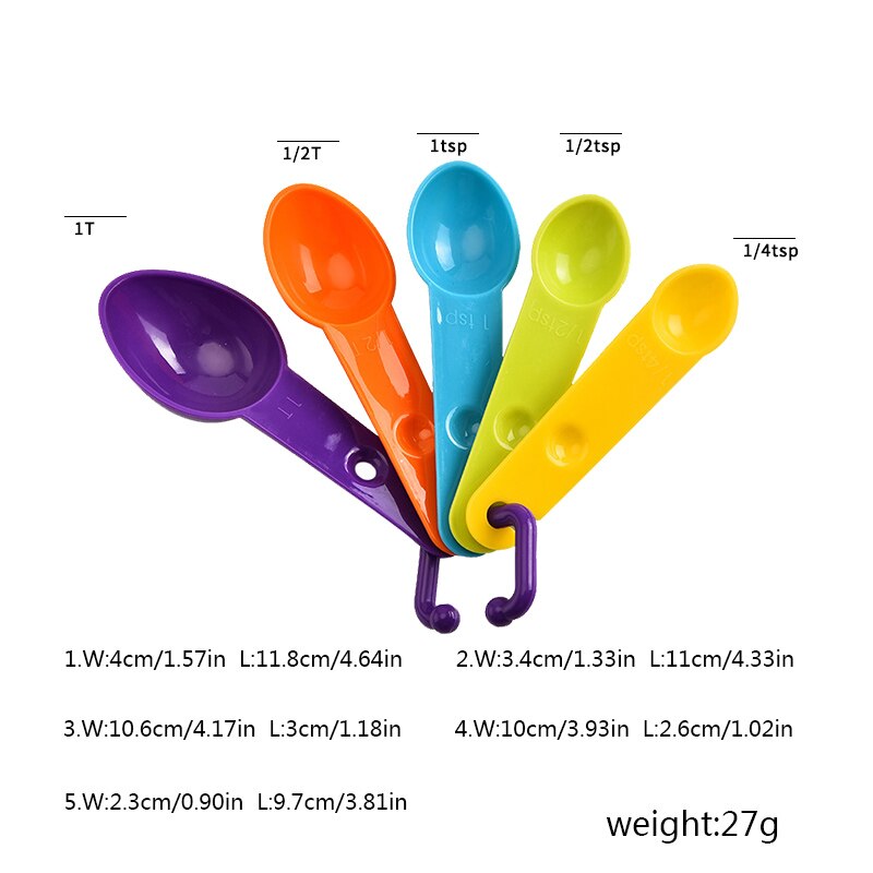 5pcs Plastic Measuring Spoon Set Mixed Color Bakin... – Grandado