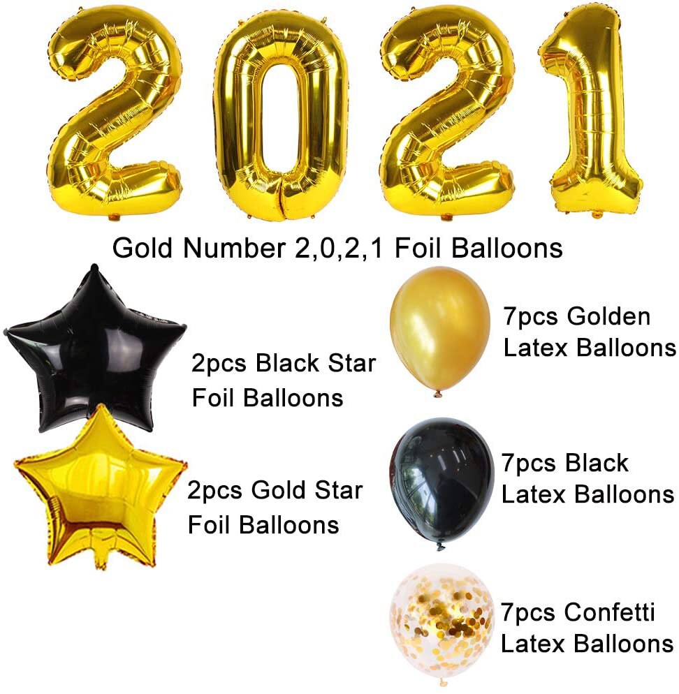 Happy Year Balloon Set 40inch Foil Number Ballons ... – Vicedeal