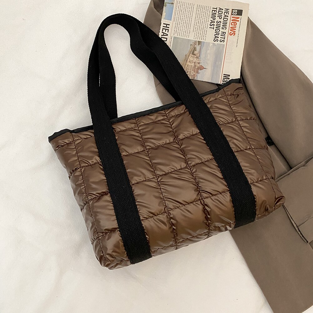 Casual Nylon Cotton Padded Quilted Handbags Ladies... – Grandado