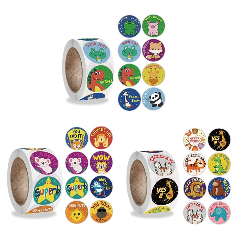 500 Pcs/Roll Cartoon Animal Teacher Reward Sticker... – Vicedeal