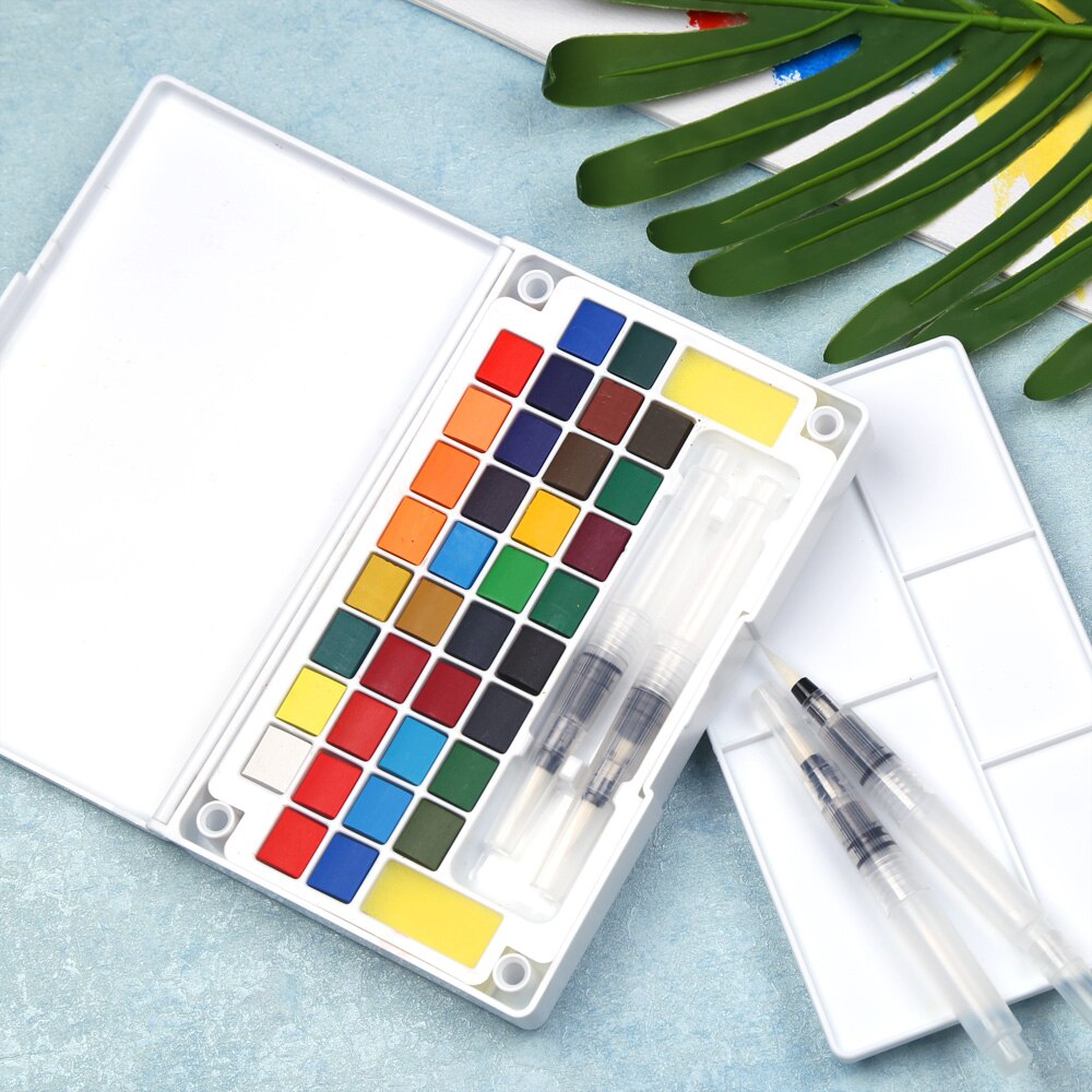 Portable Solid Watercolor Paint Set With Water Bru... – Grandado