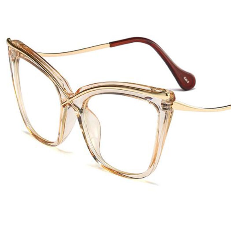 Transparent Cat Eye Frames Oversize Eyeglasses Lux... – Grandado