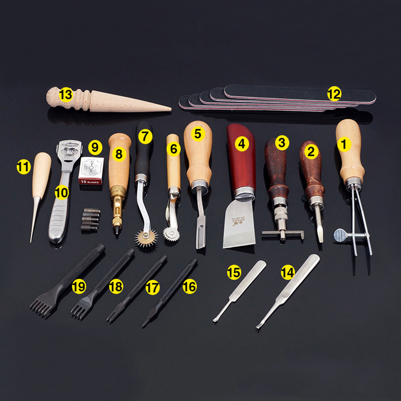 19Pcs Lederen Handwerk Gereedschap Set Werk Kit Vo... – Vicedeal