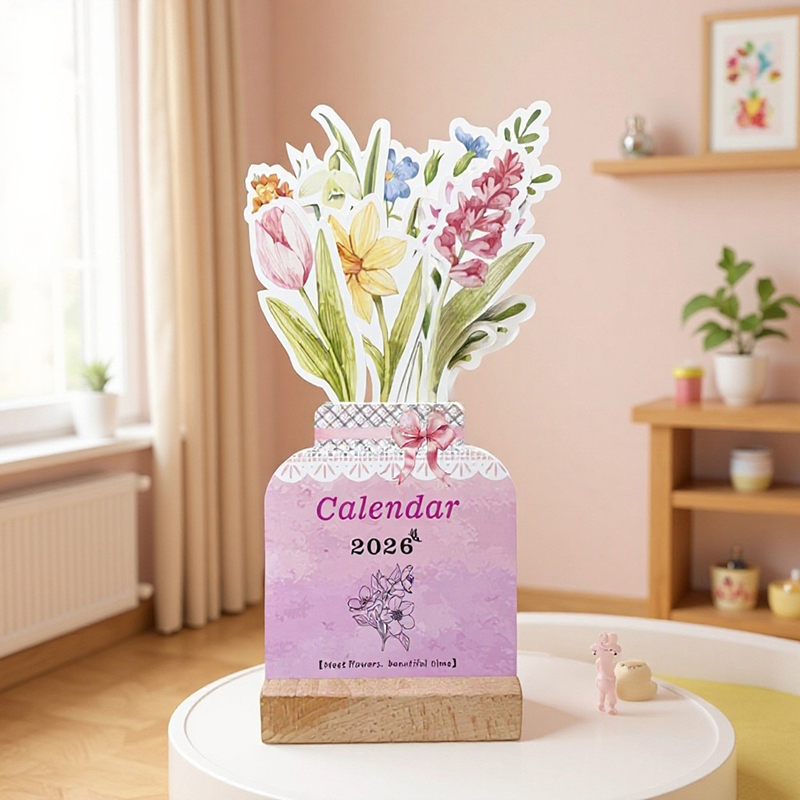 Bloomy Flowers Desk Calendar Mini Calendar Standin... – Grandado