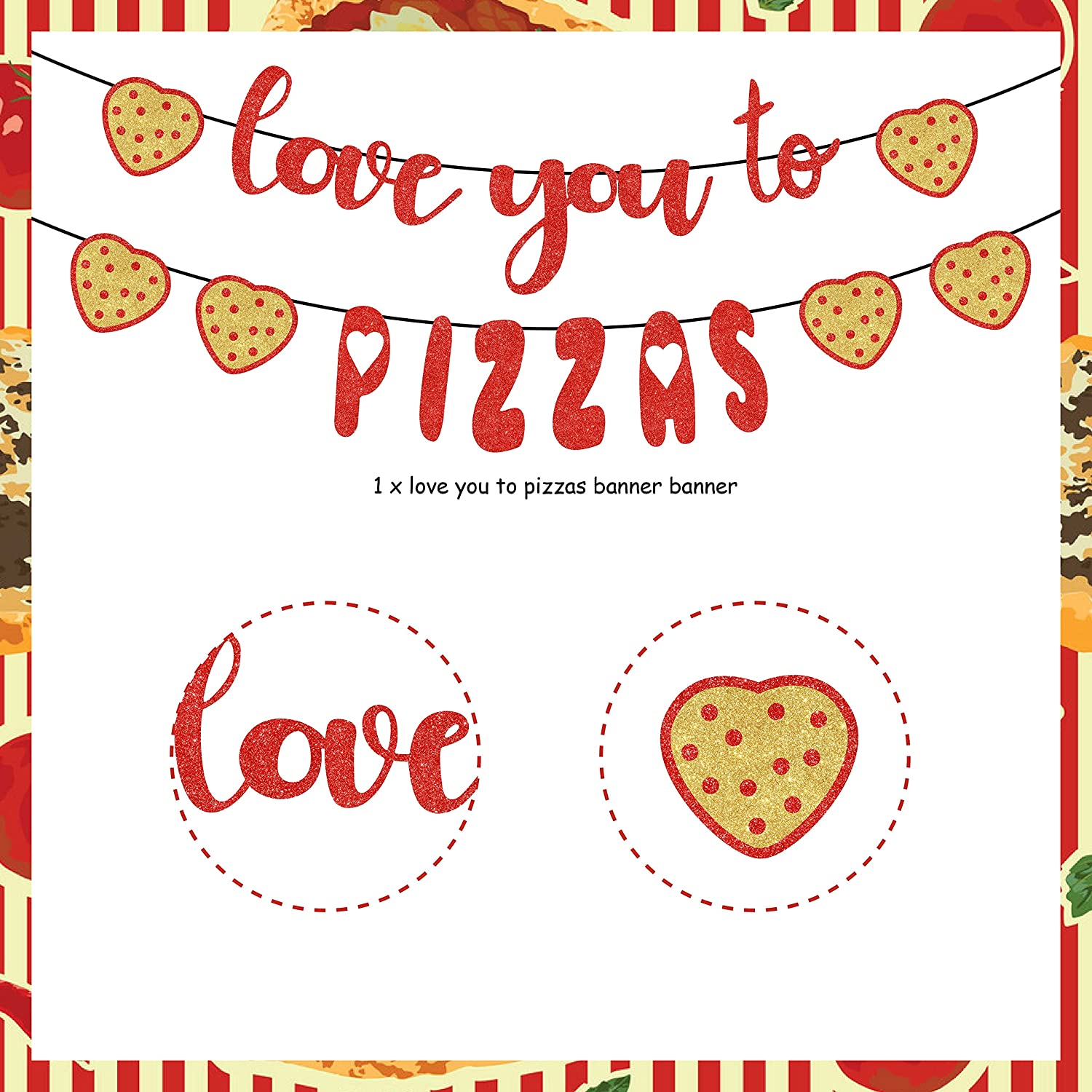 JOLLYBOOM Love You to Pizzas Banner Valentines Day... – Grandado