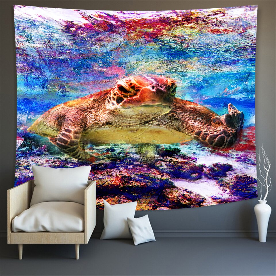 Marine Animal Sea Turtle Tapestry Wall Hanging Wit... – Grandado