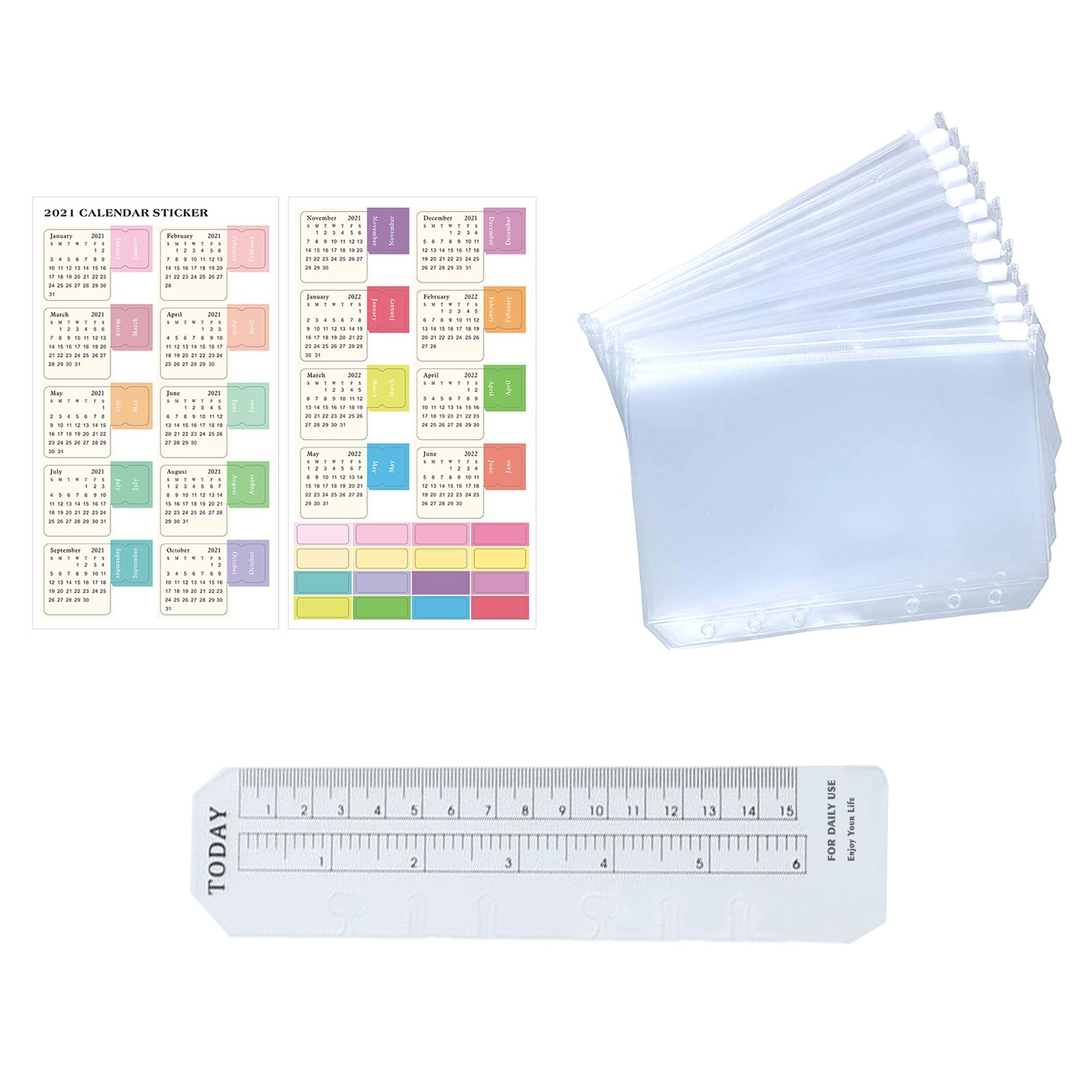 12 Uds Binder bolsillos de PVC transparente Binder... – Grandado