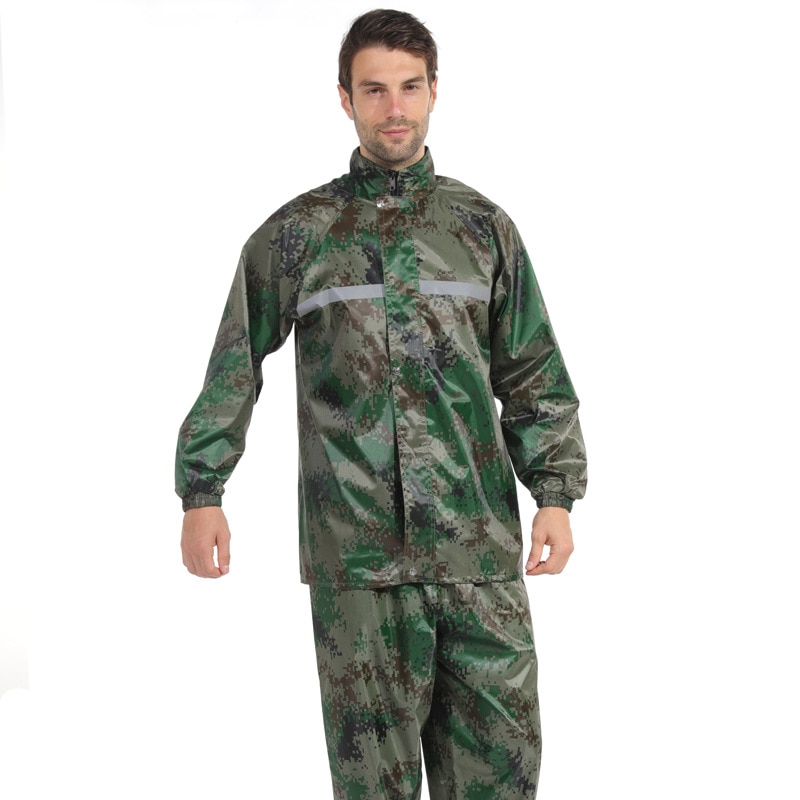 Camouflage Regen Pak Mannen Wandelen Regenjas Doub... – Grandado