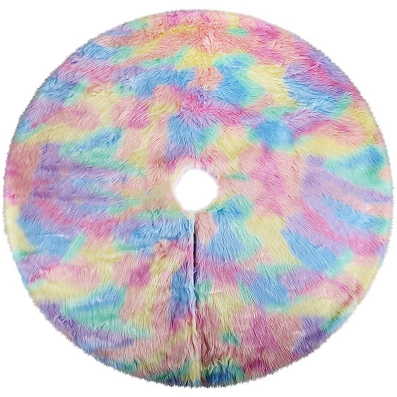 Christmas Tree Skirt Colorful Plush Rainbow Tree S... – Grandado