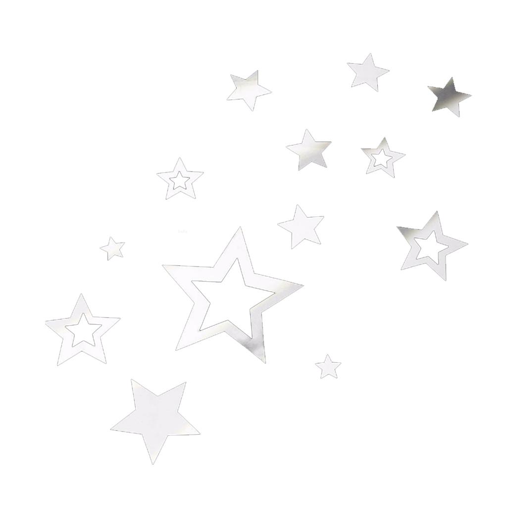 13pcs/Set 3D Stars Mirror Wall Stickers DIY Acryli... – Grandado