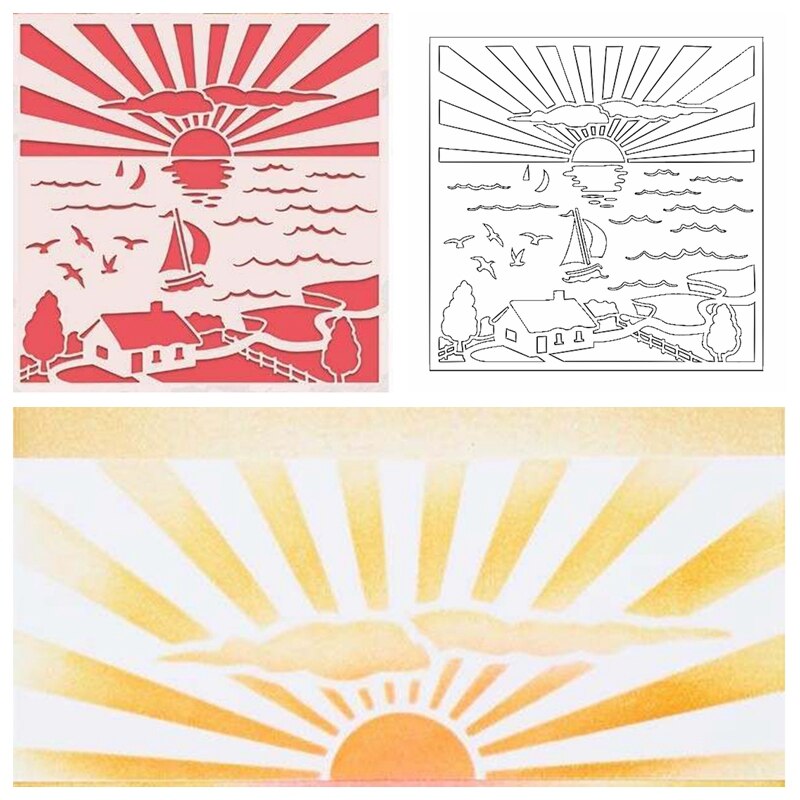6x6inch Sea Scene Plastic Stencils For DIY Scrapbo... – Grandado