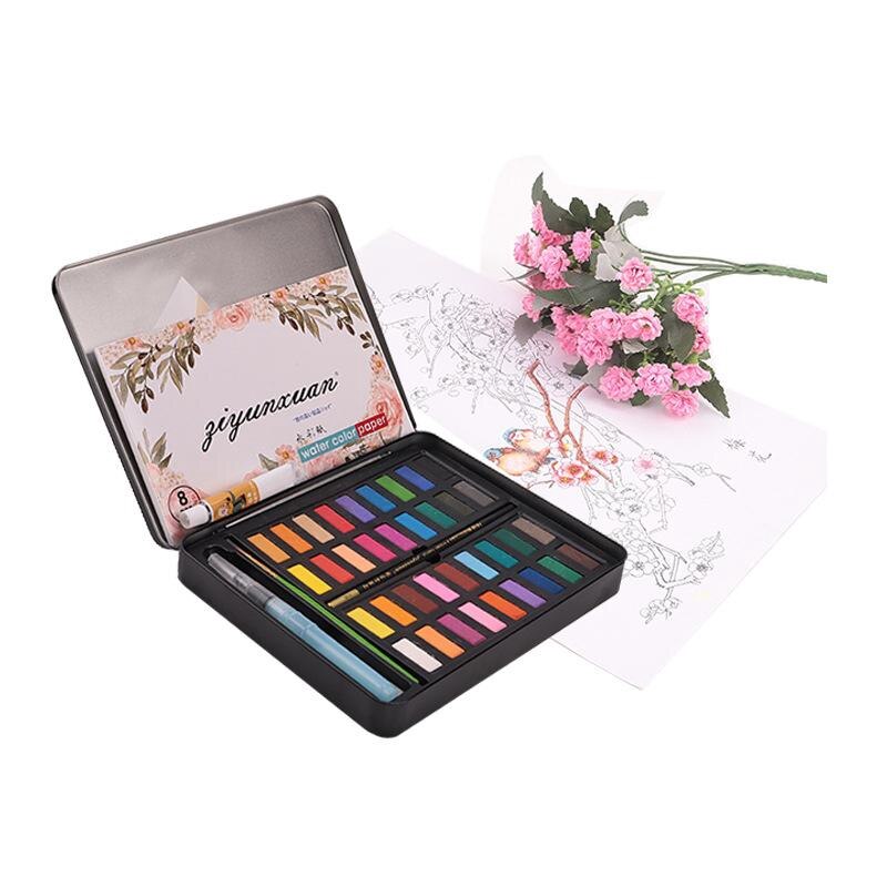 36 Colors Solid Watercolor Artist Paint Brush Set ... – Grandado