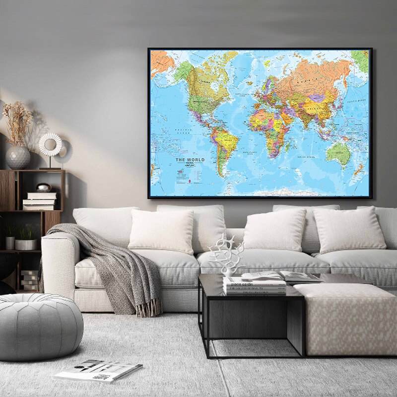 150*100cm The World Political Map Non-woven Spray ... – Grandado