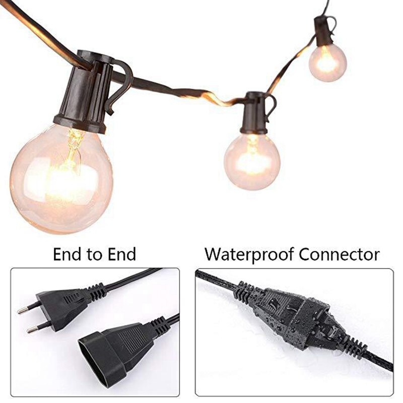 Terrace Lights with Glass Bulbs, Waterproof Connec... – Grandado