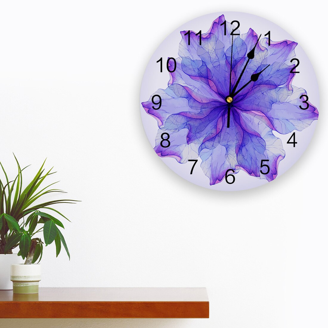 Mandala Flowers Purple TextureWall Clock Home Deco... – Grandado