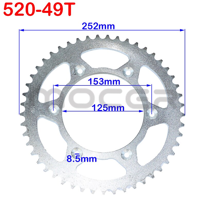 Motorcycle 520 Chains 43T/45T/47T/49T Sprockets Re... – Grandado
