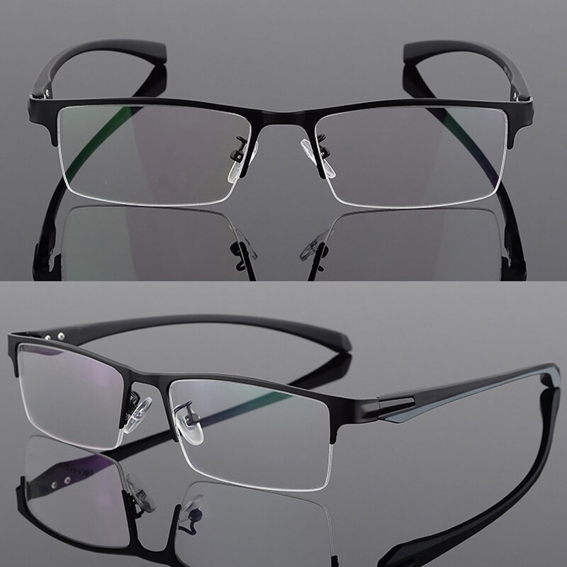 Alloy Half Rim Rectangle Glasses Frame Men TR90 Te... – Grandado