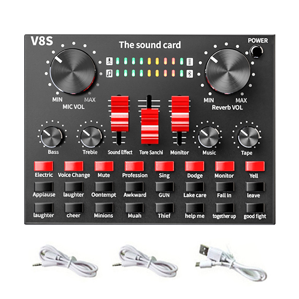 V8S Audio Microphone Live Broadcast Sound Card DSP... – Grandado