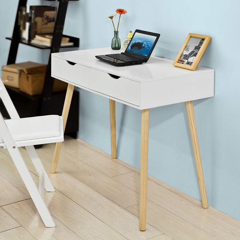 White Minimalist Style Home Office Desk Modern Hom... – Vicedeal