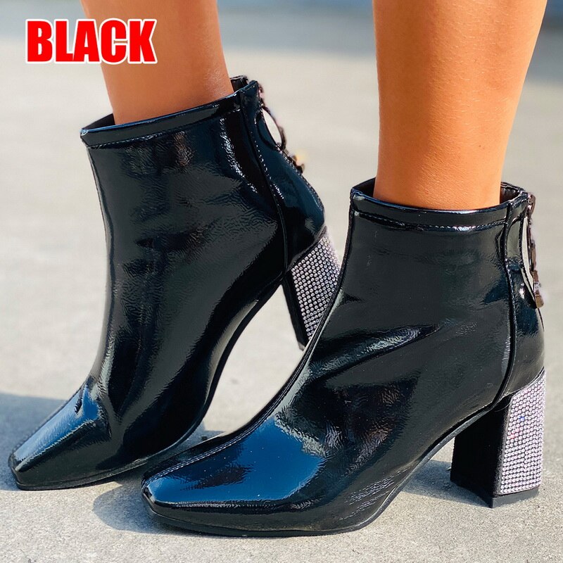 fermeture éclair femmes bottines blanc Bling crist... – Grandado