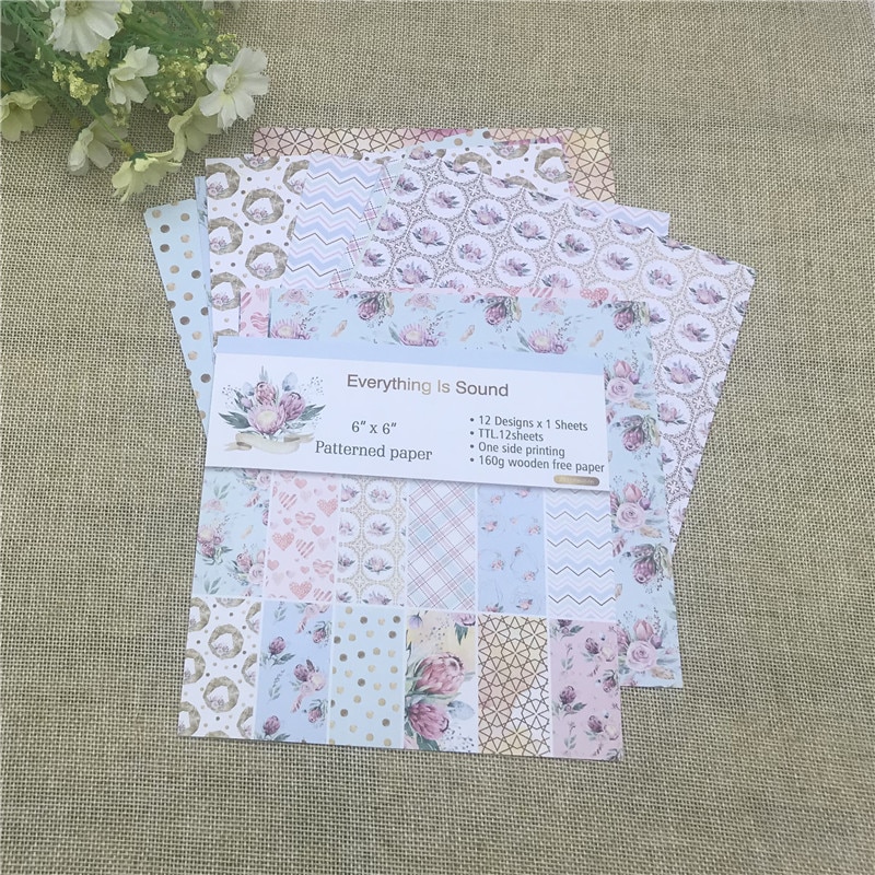 12pc flower Love background patterned paper Scrapb... – Grandado