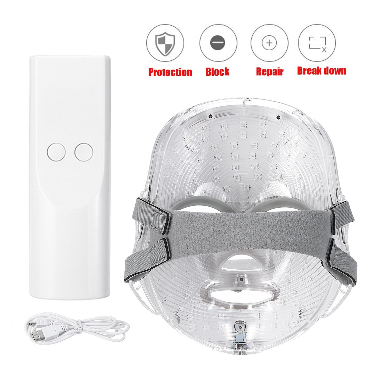 Mascarilla Facial con luz LED de fotones para reju... – Grandado