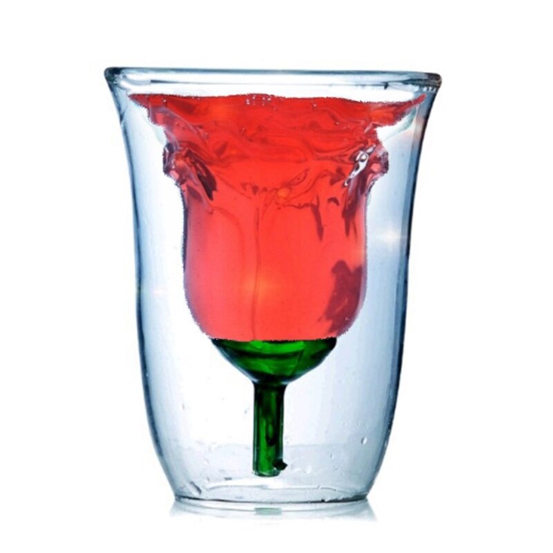 Rose Flower Cup Juice Drink Cup Double Transparent... – Grandado