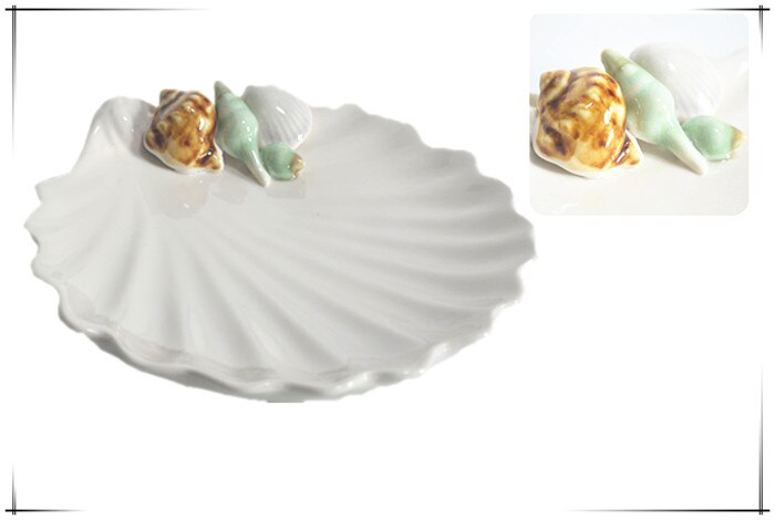 Mediterranean ceramic shell decoration conch coral... – Grandado