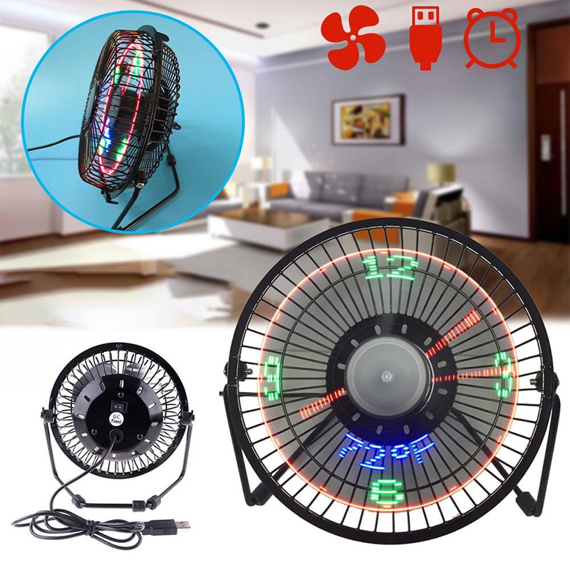 USB LED Clock Mini Fan With Real Time Temperature ... – Vicedeal