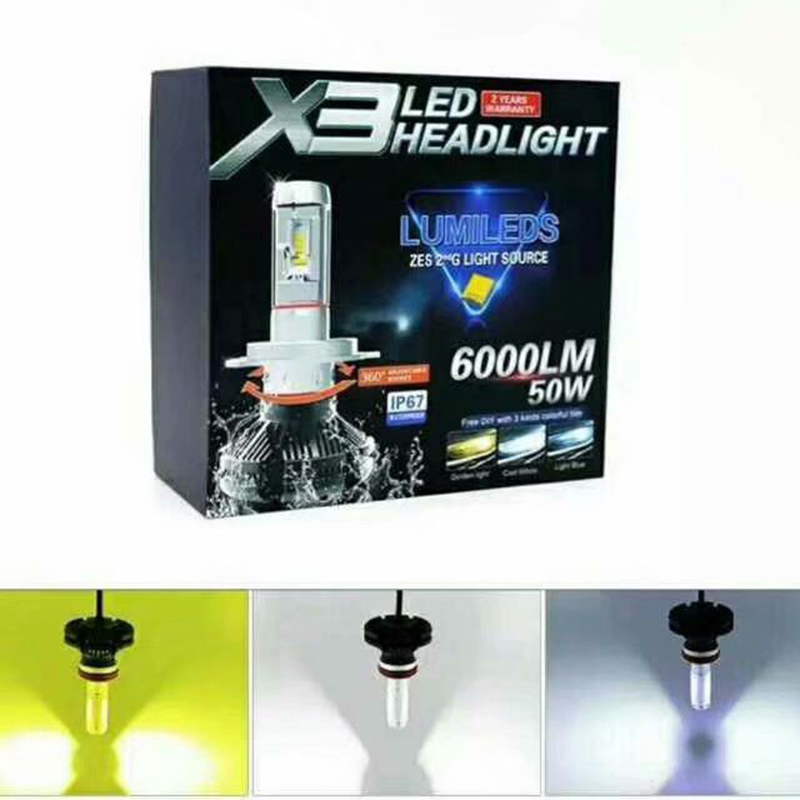 X3 ZES H4 H7 LED Auto Scheinwerfer Birne 3000 K/65... – Vicedeal