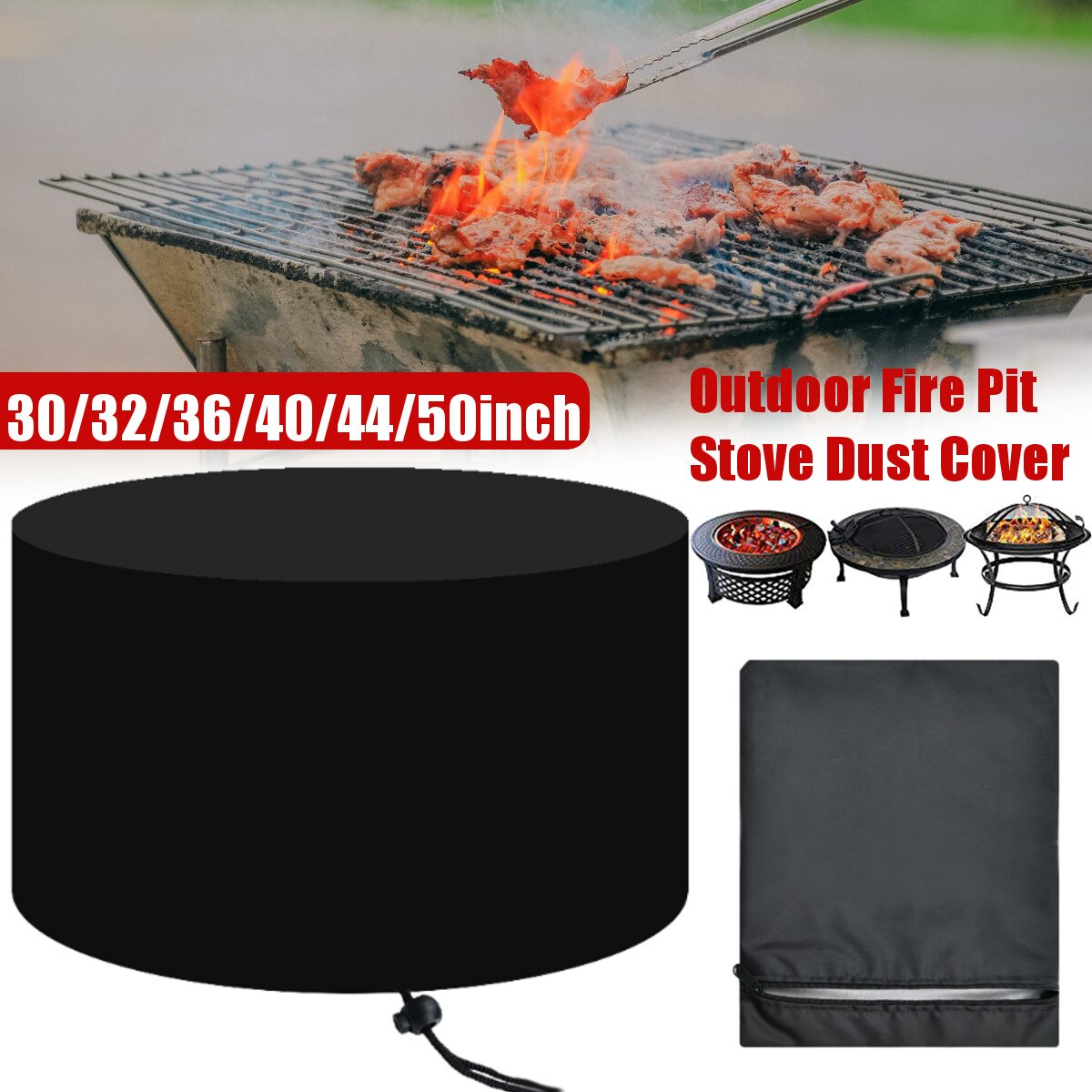 6 Sizes Waterproof Patio Fire Pit Cover Black UV P... – Vicedeal