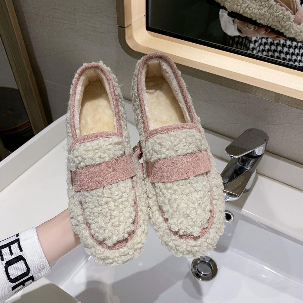 Winter Lambswool flats woman luxury mixed color fu... – Grandado