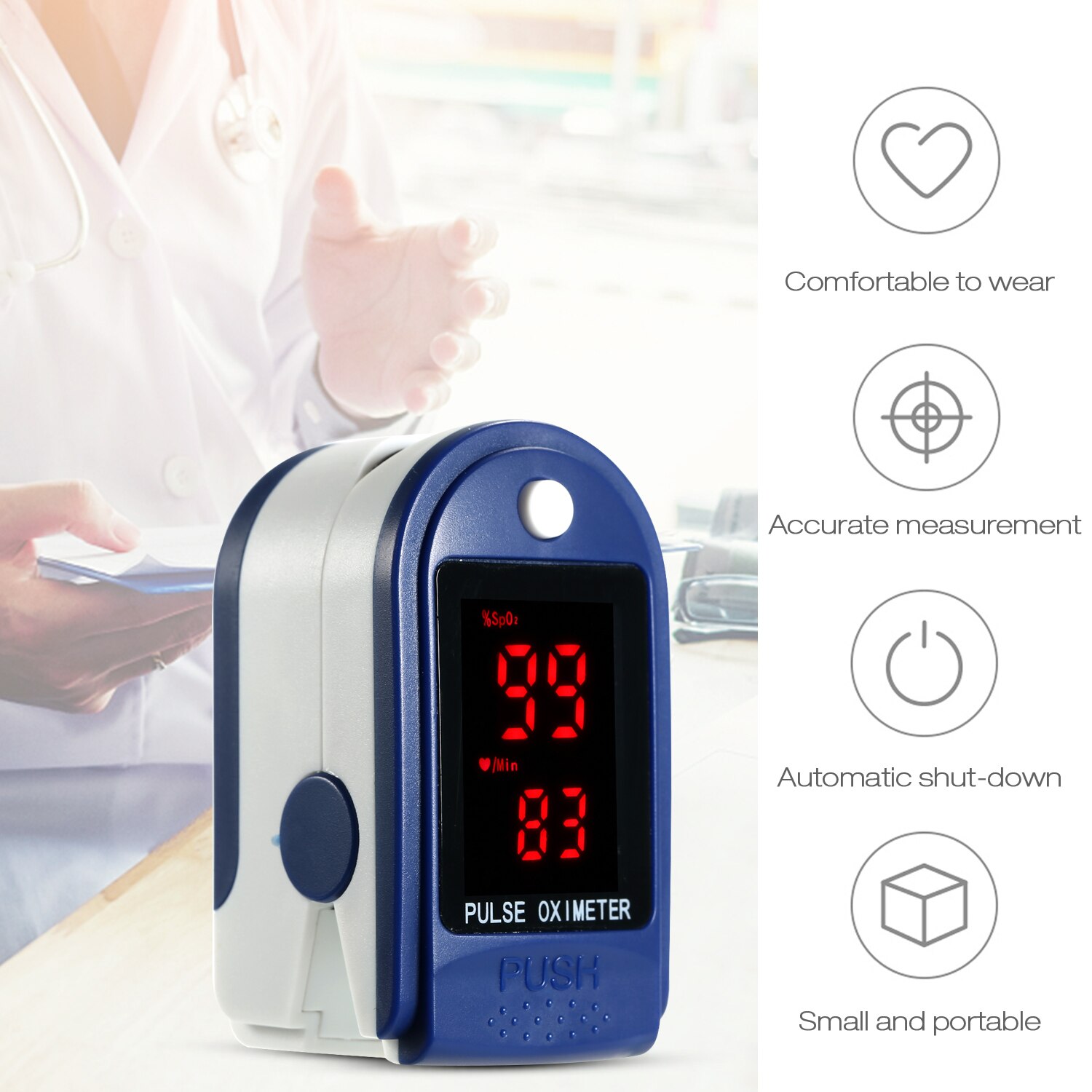 Fingertip Pulse Oximeter Blood Oxygen Saturation M... – Grandado
