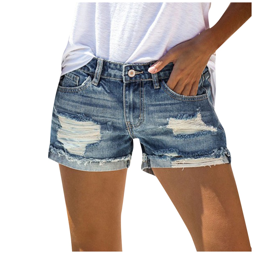 30h été polyvalent femme jean couleur Pure trou li... – Grandado
