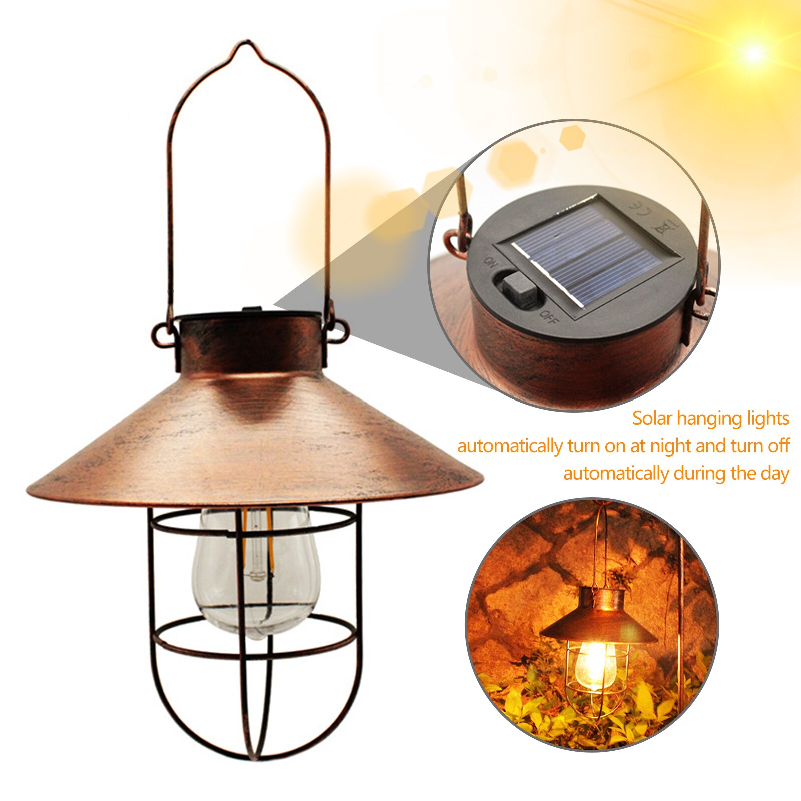 Retro Garden LED Light Solar Lantern Hanging Lamp ... – Grandado