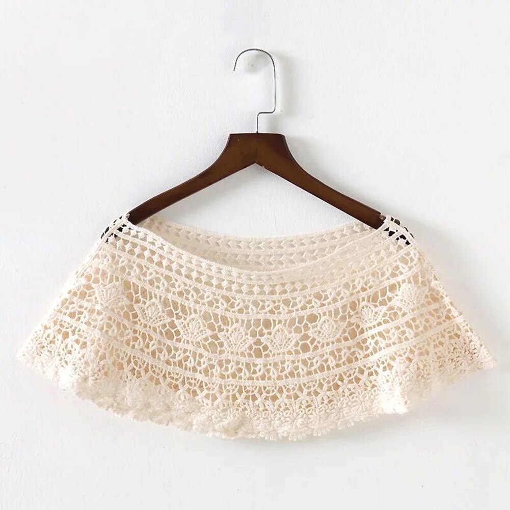 Women Vintage Crochet Knit Cape Lace Short Hollow ... – Vicedeal