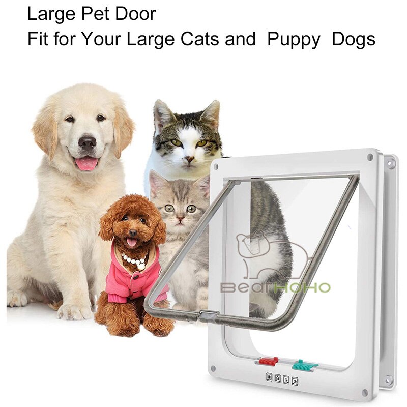 Large Cat Door 4 Way Locking Cat Flap Door for Int... – Grandado