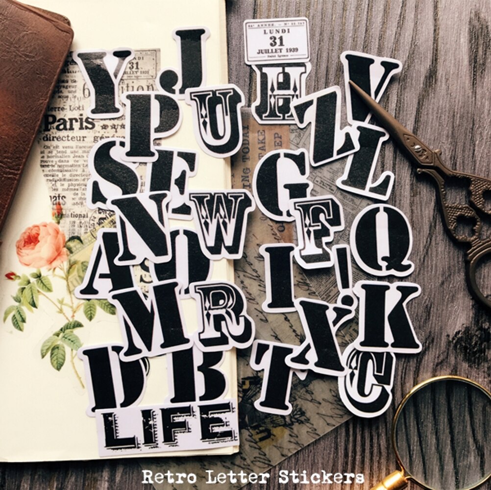 29Pcs Vintage Alphabet English Letters Sticker DIY... – Grandado