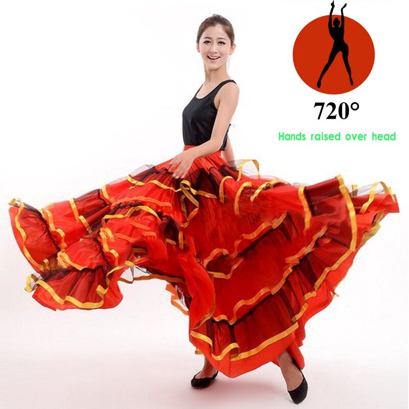 Womens Ballroom Spaanse Flamenco Dans Rok Rode Dan... – Vicedeal