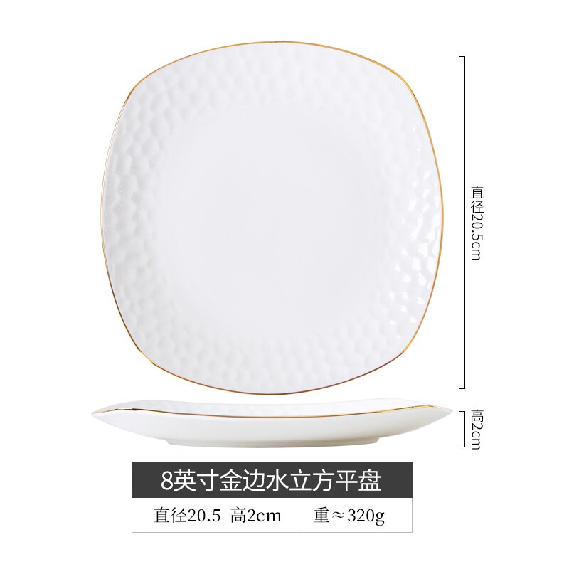 Golden Rim Bone China dinner Plates Household Dail... – Vicedeal