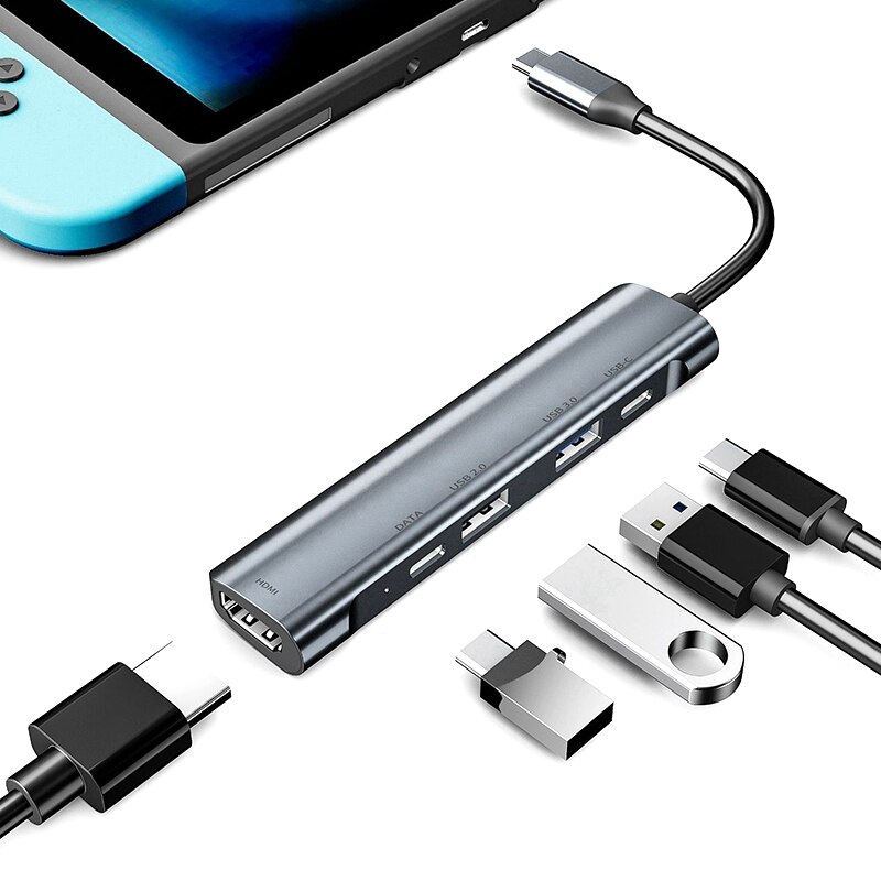 Type C Hub Aluminum 5 in 1 USB C Hub with Dual Typ... – Grandado