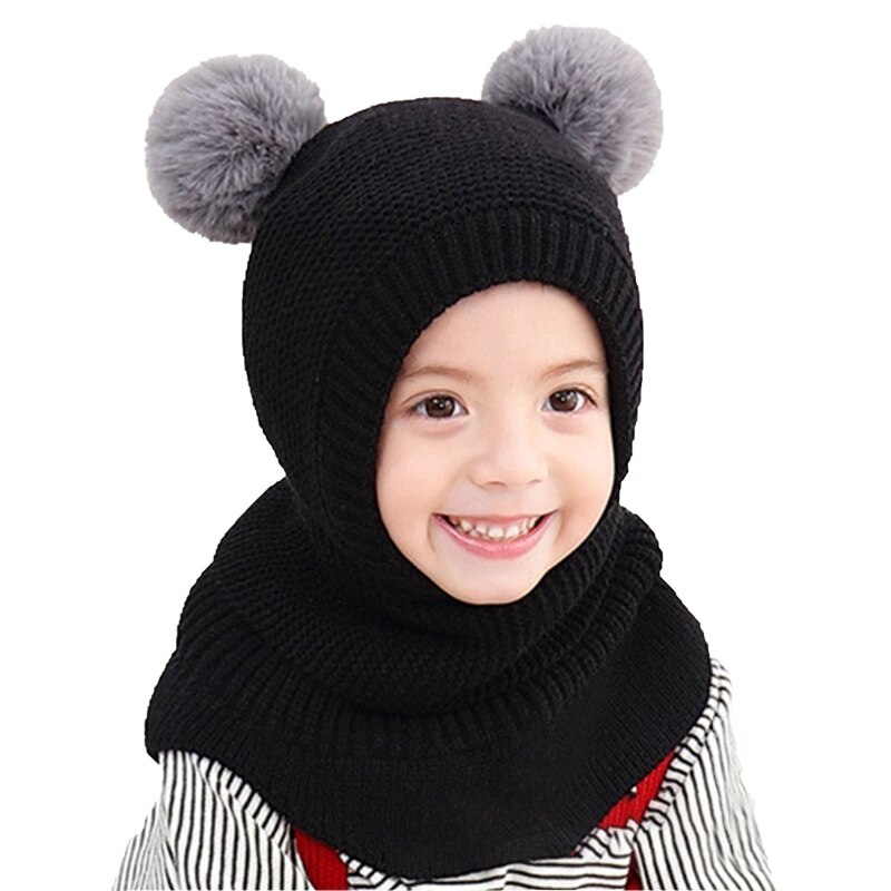 Winter Knitted Baby Knitted Hat Scarf One-piece Ha... – Grandado