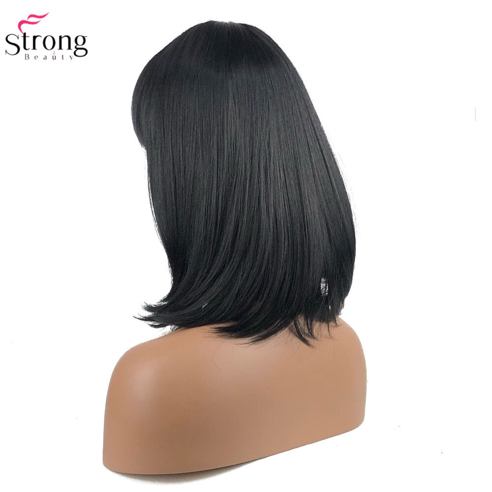 Perruques synthétiques mi-longues lisses noir/brun... – Grandado