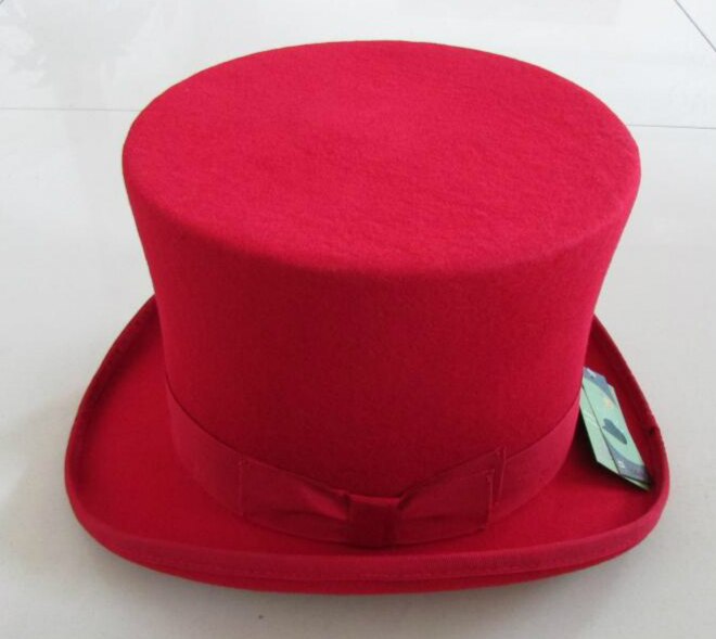 100% Wool Vintage Top Hat 18cm Tall Red Crown Hat ... – Grandado